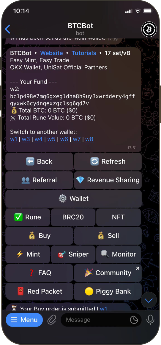 BTCBot: The Leading BTC Runes/BRC20/NFT Telegram Bot